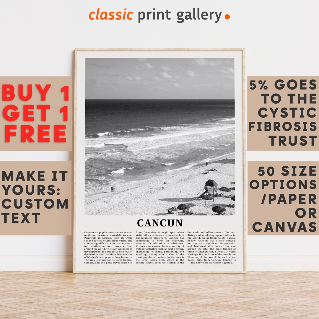 Cancun Print, Cancun Wall Art, Cancun Black and White Poster ...