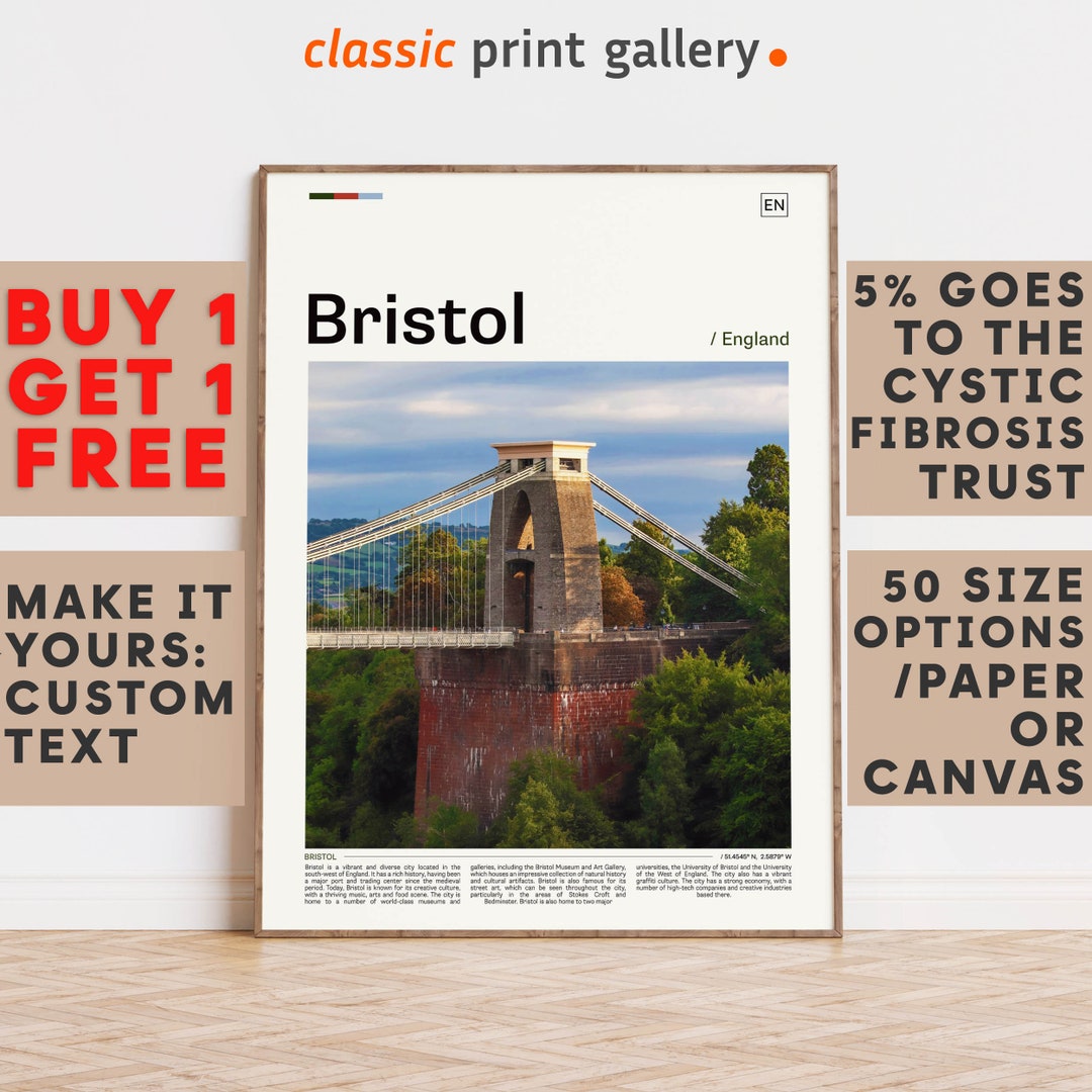 Bristol Print, Bristol Wall Art, Bristol Color Poster With Text ...
