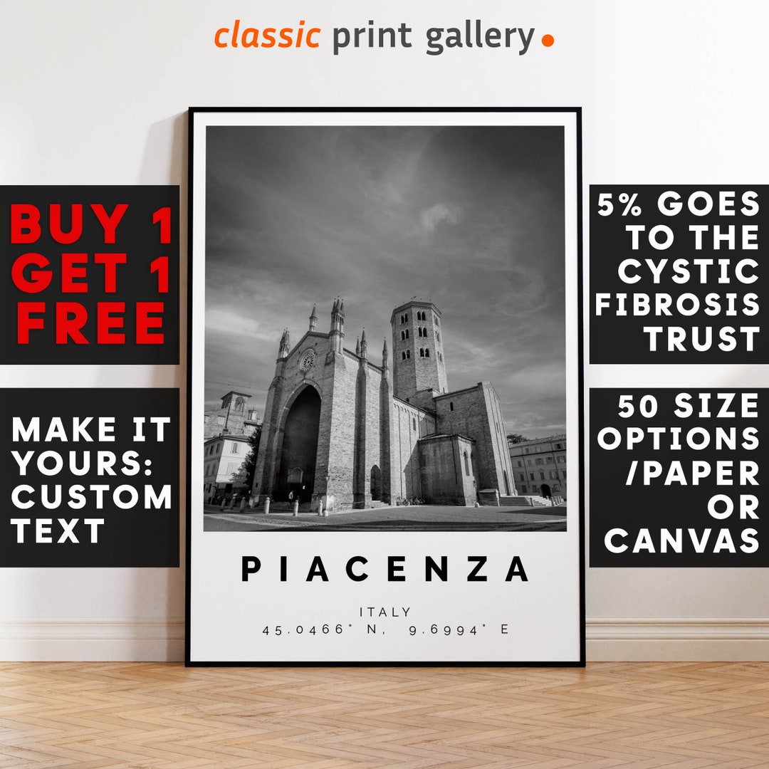 Piacenza Print,piacenza Wall Art,piacenza Black and White Poster,personalized Birthday Travel ...
