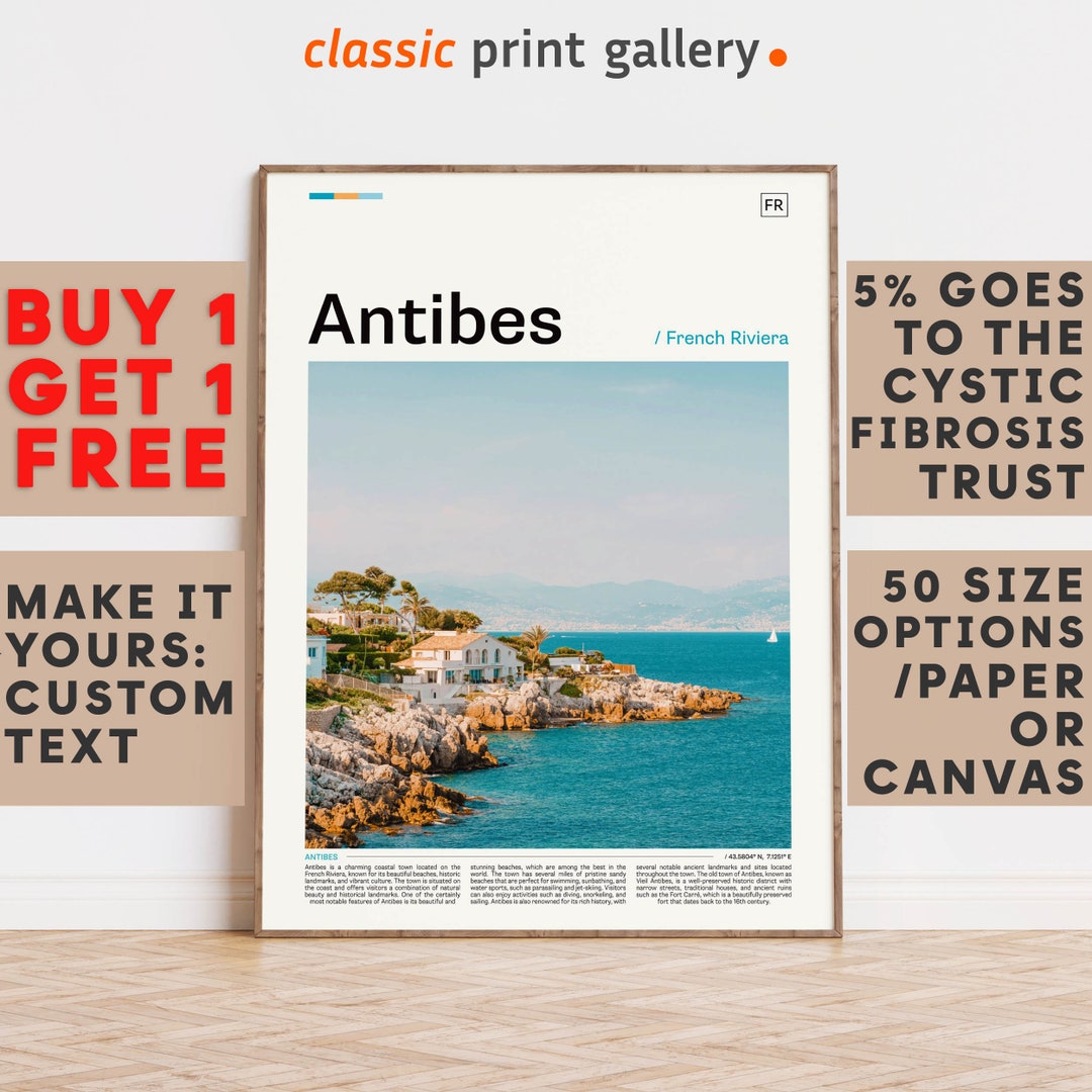 Antibes Print, Antibes Wall Art, Antibes Color Poster With Text, Personalized Birthday Travel ...