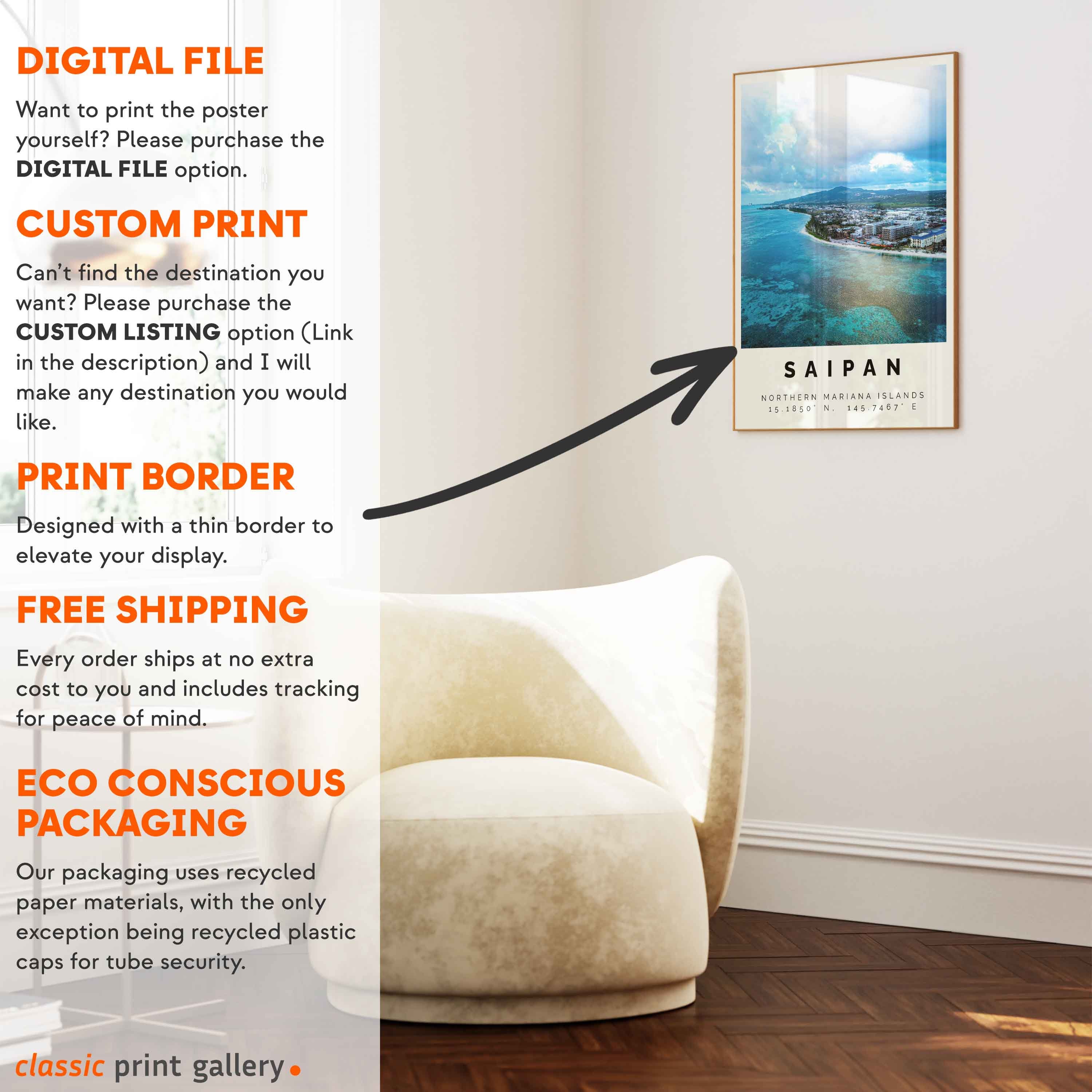 Saipan Poster Colorful Print, Saipan Wall Art, Saipan Photo Decor ...