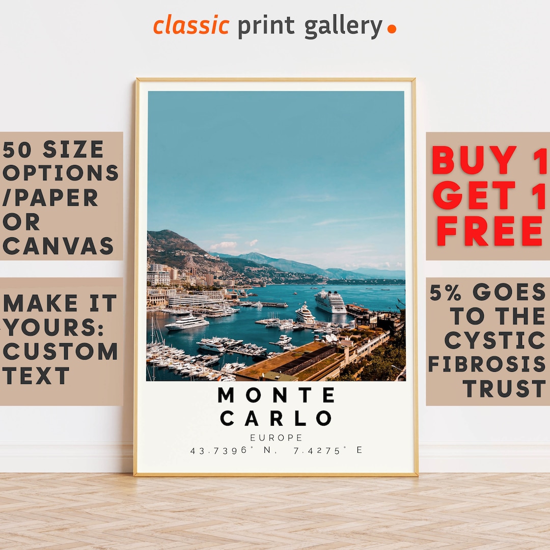Monte Carlo Poster Colorful Print, Monte Carlo Wall Art, Monte Carlo ...