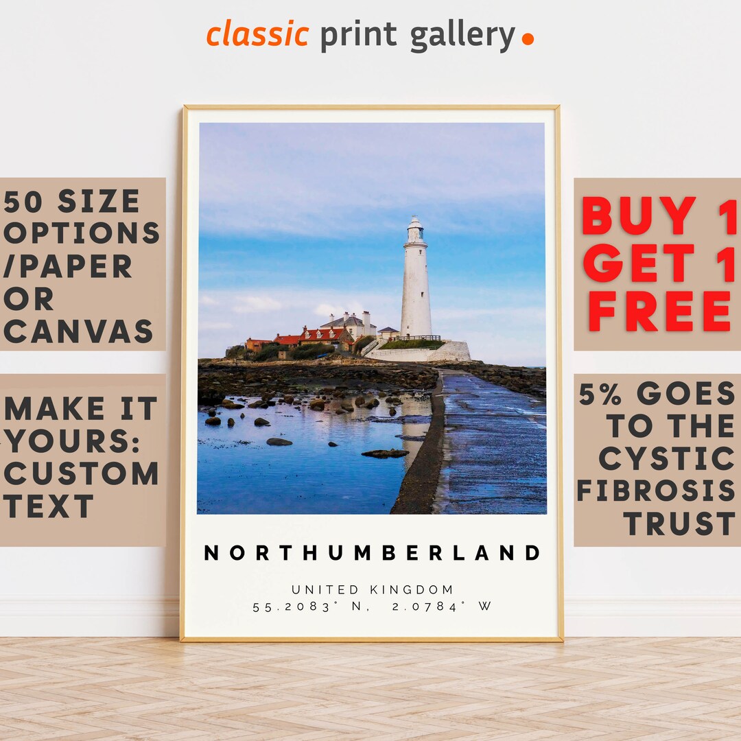 Northumberland Poster Colorful Print, Northumberland Wall Art ...