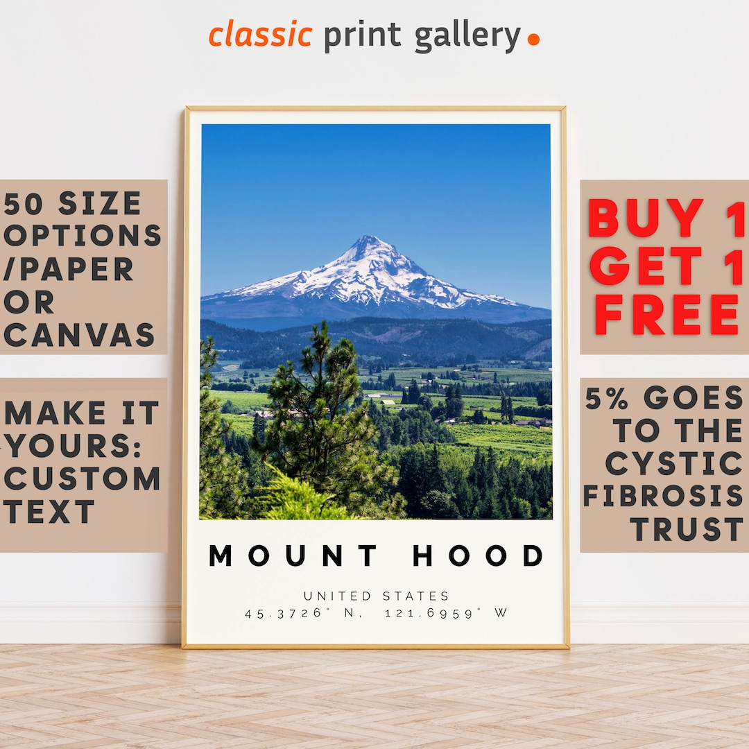 Mount Hood Poster Colorful Print, Mount Hood Wall Art, Mount Hood Photo ...