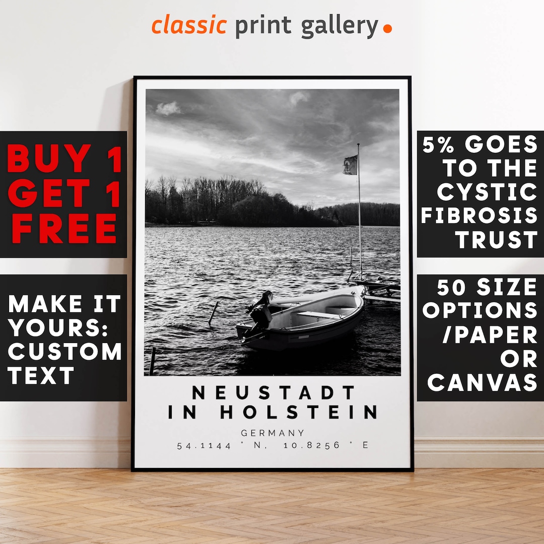 Neustadt in Holstein Print Wall Art Black and White Poster,personalized ...