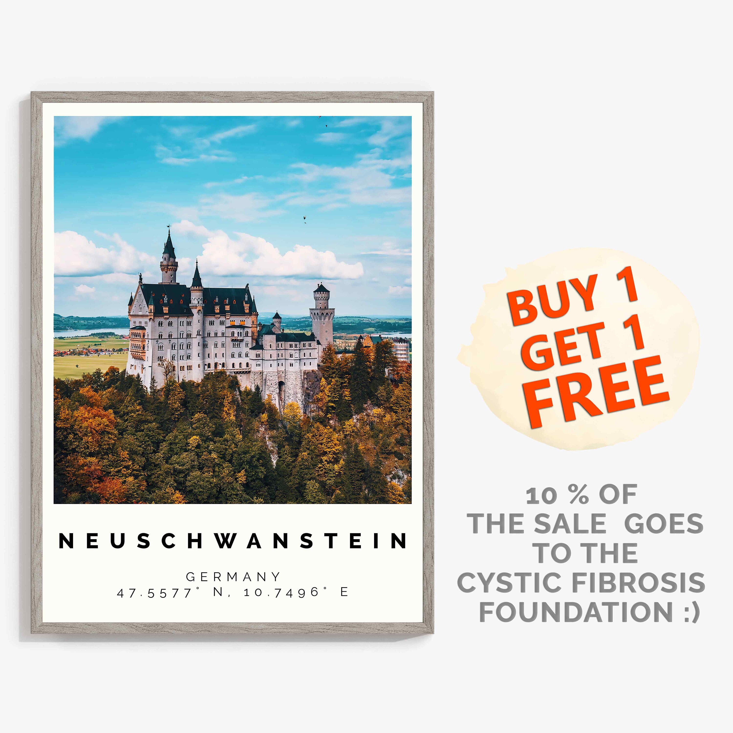 Neuschwanstein Poster Colorful Print Neuschwanstein Wall Art - Etsy