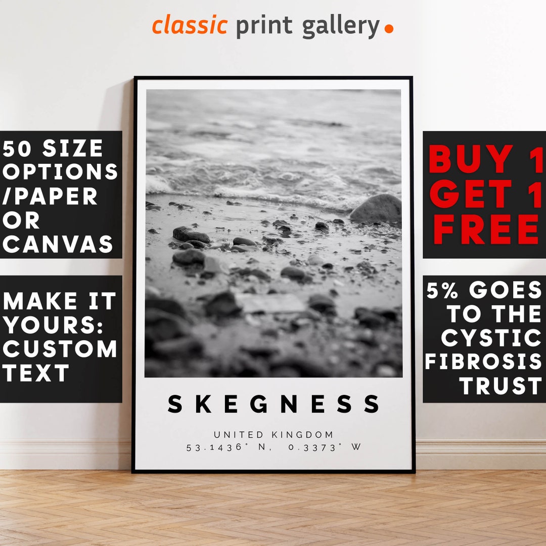Skegness Poster Black and White Print, Skegness Wall Art, Skegness ...