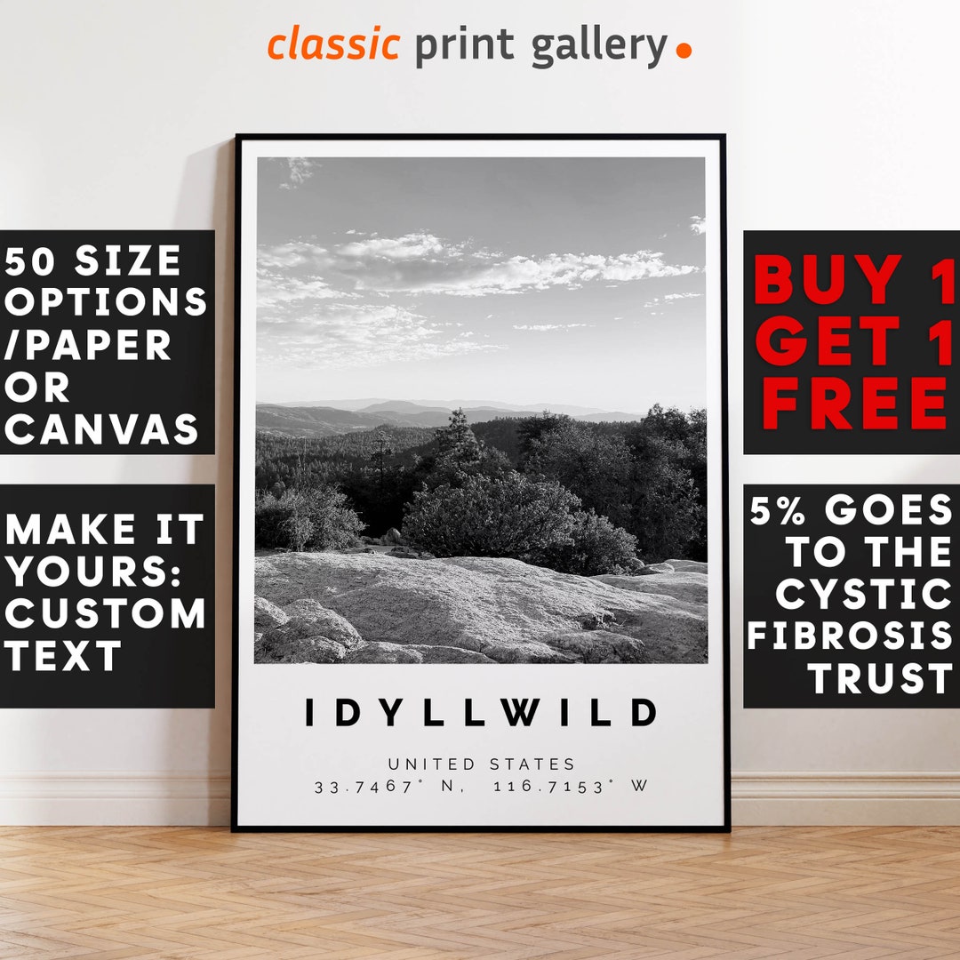 Idyllwild Poster Black and White Print, Idyllwild Wall Art, Idyllwild ...