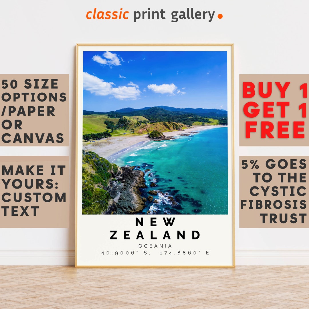 New Zealand Poster Colorful Print, New Zealand Wall Art, New Zealand ...