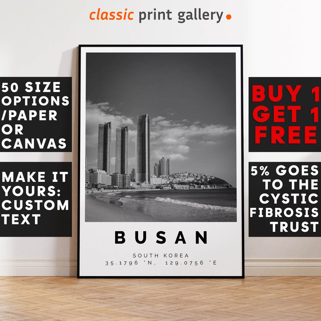 Busan Poster Black and White Print, Busan Wall Art, Busan Travel Poster ...