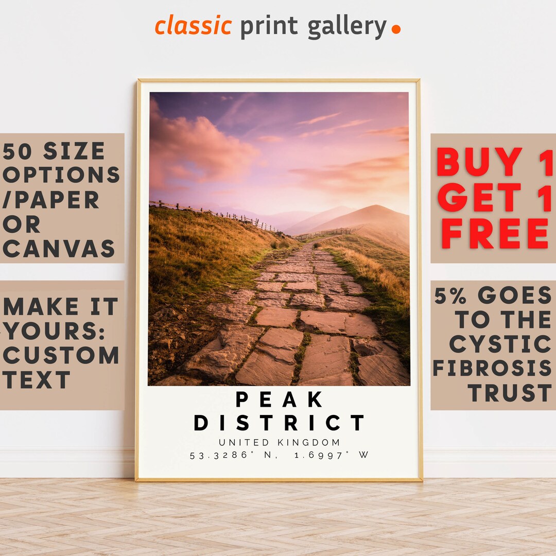 Peak District Poster Colorful Print, Peak District Wall Art, Peak ...