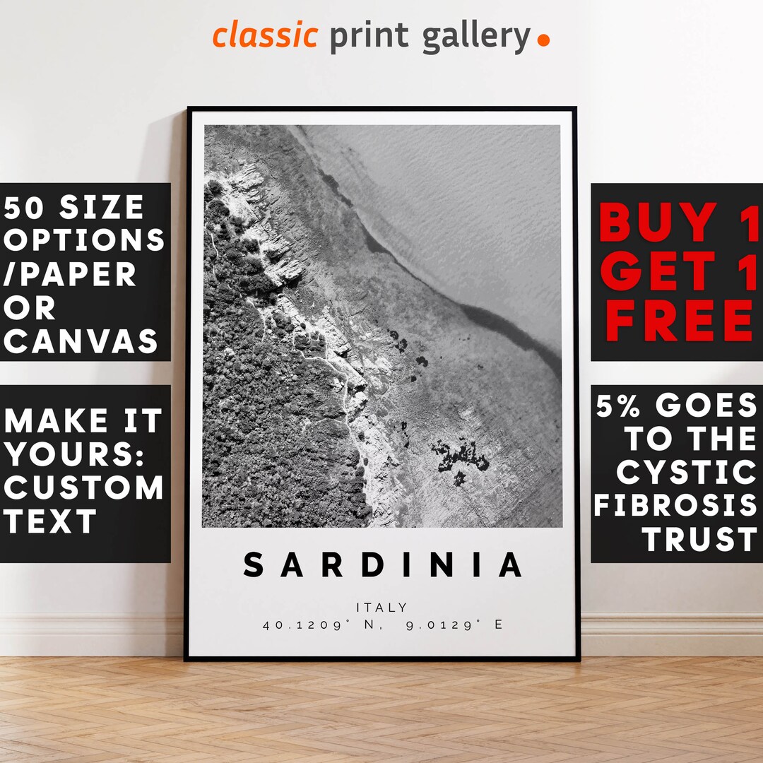 Sardinia Poster Black and White Print, Sardinia Wall Art, Sardinia ...