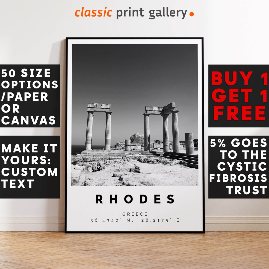 Rhodes Poster,rhodes Print,rhodes Black and White Photographic Art ...