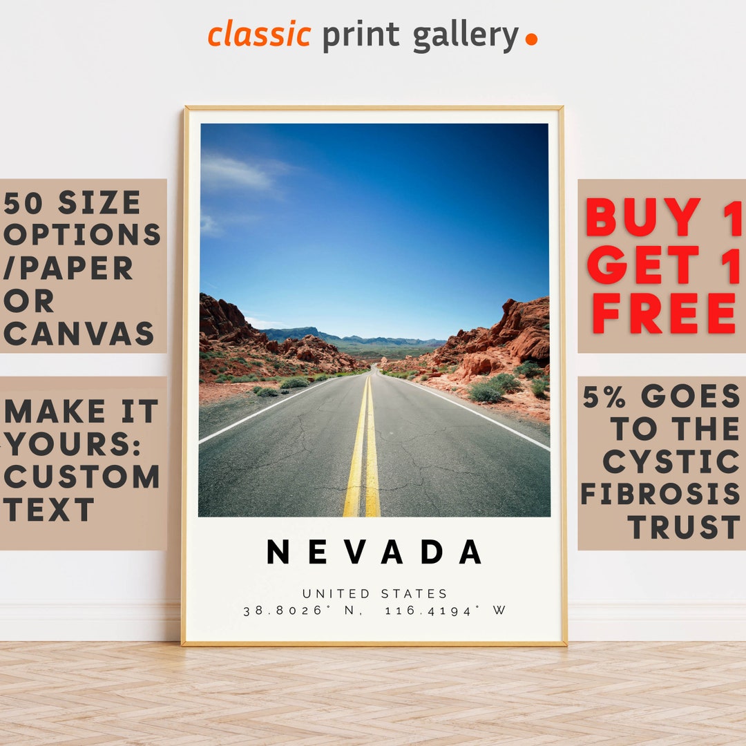 Nevada Poster Colorful Print, Nevada Wall Art, Nevada Photo Decor ...