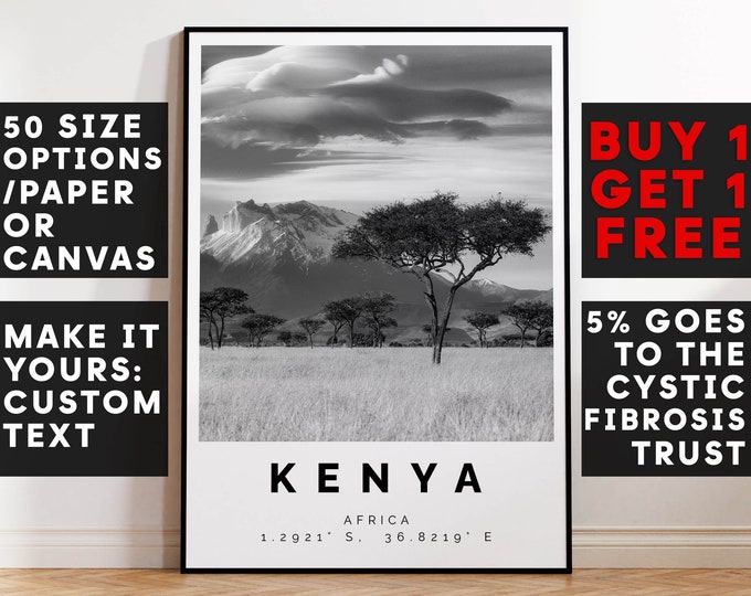 Map of Kenya Canvas - Etsy
