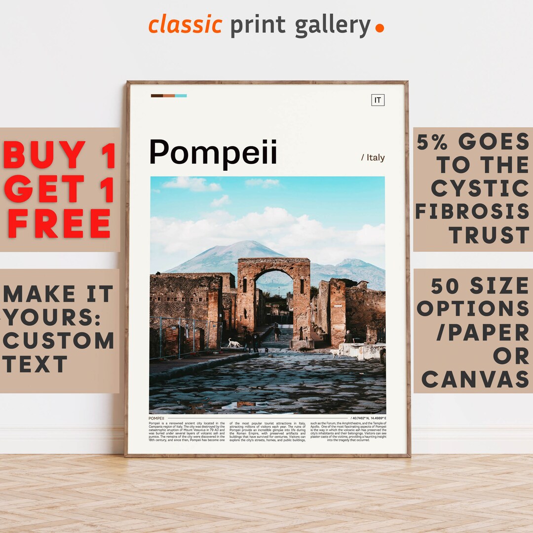Pompeii Print, Pompeii Wall Art, Pompeii Color Poster With Text ...
