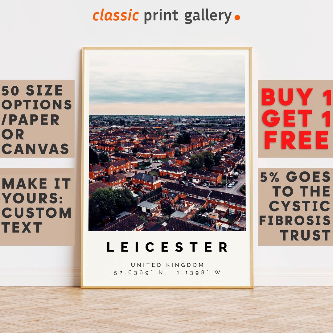 Leicester Poster Colorful Print, Leicester Wall Art, Leicester Photo ...
