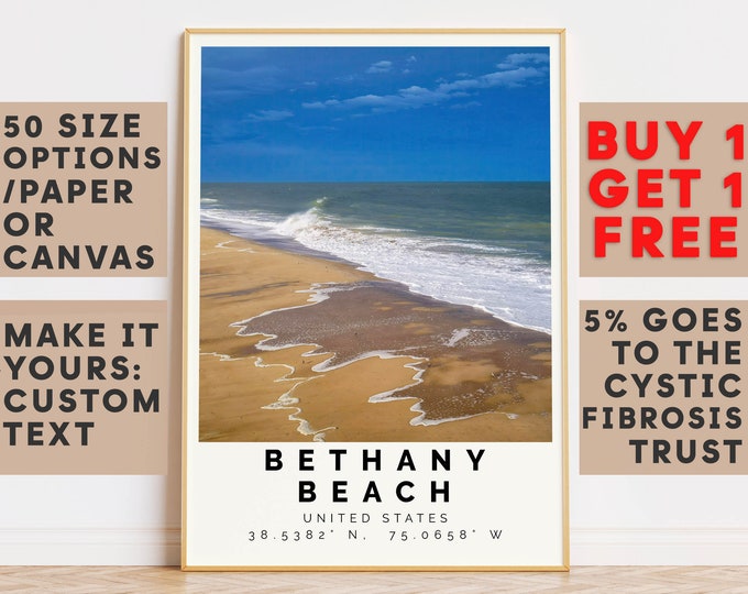 Bethany Beach Poster Colorful Print, Bethany Beach Wall Art, Bethany ...