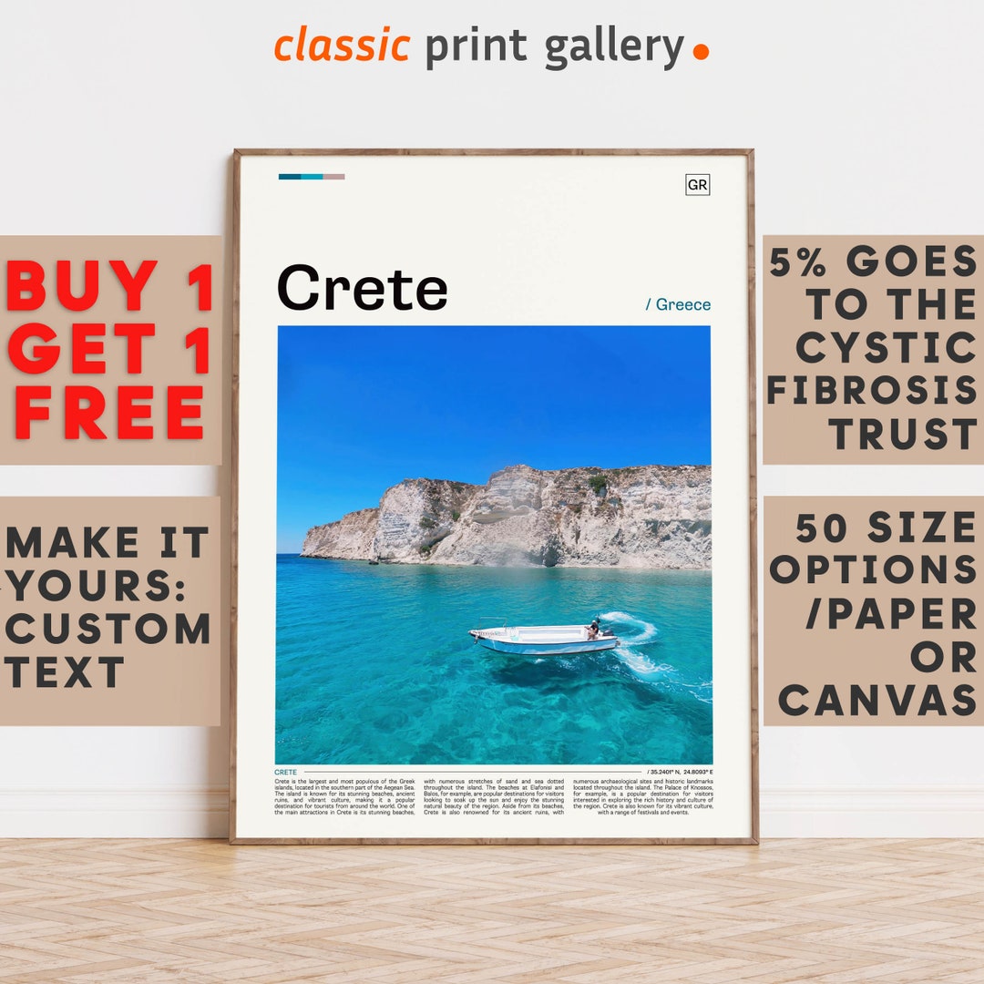 Crete Print, Crete Wall Art, Crete Color Poster With Text, Personalized ...