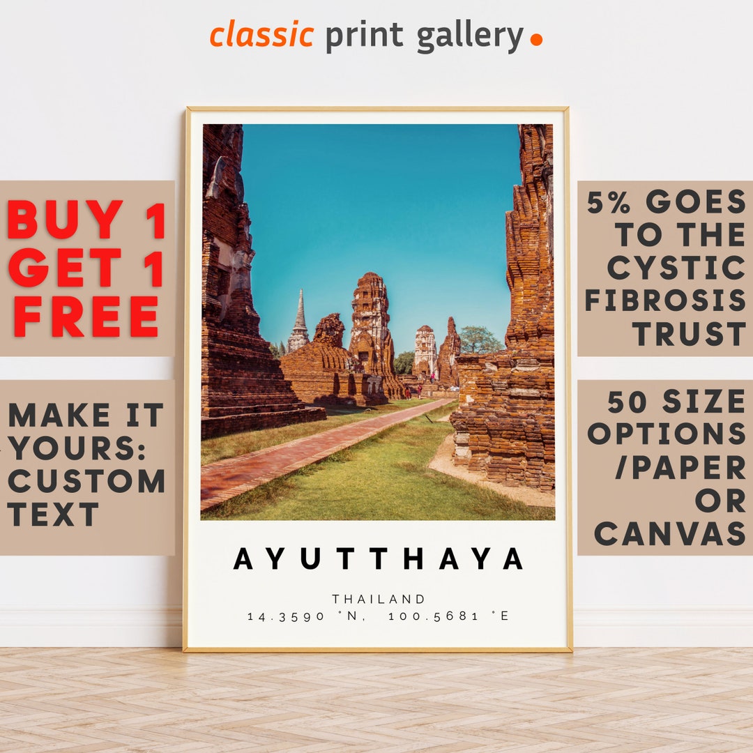 Ayutthaya Print,ayutthaya Wall Art,ayutthaya Colorful Poster,personalized Birthday Travel Gift ...