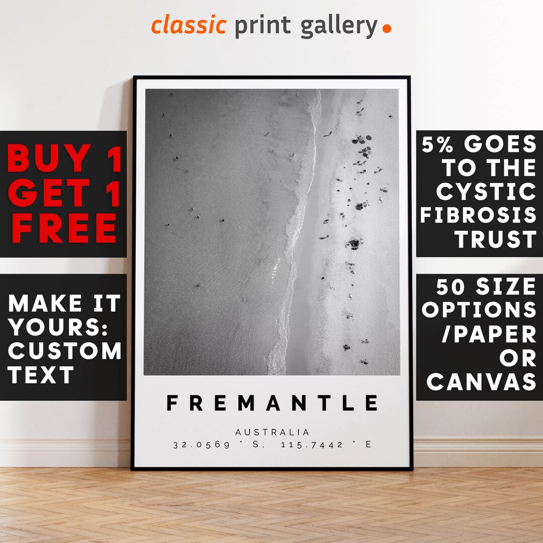 Fremantle Print,fremantle Wall Art,fremantle Black and White Poster ...