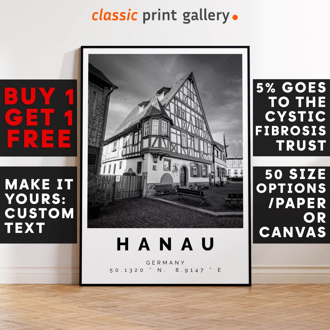 Hanau Print,hanau Wall Art,hanau Black and White Poster,personalized ...