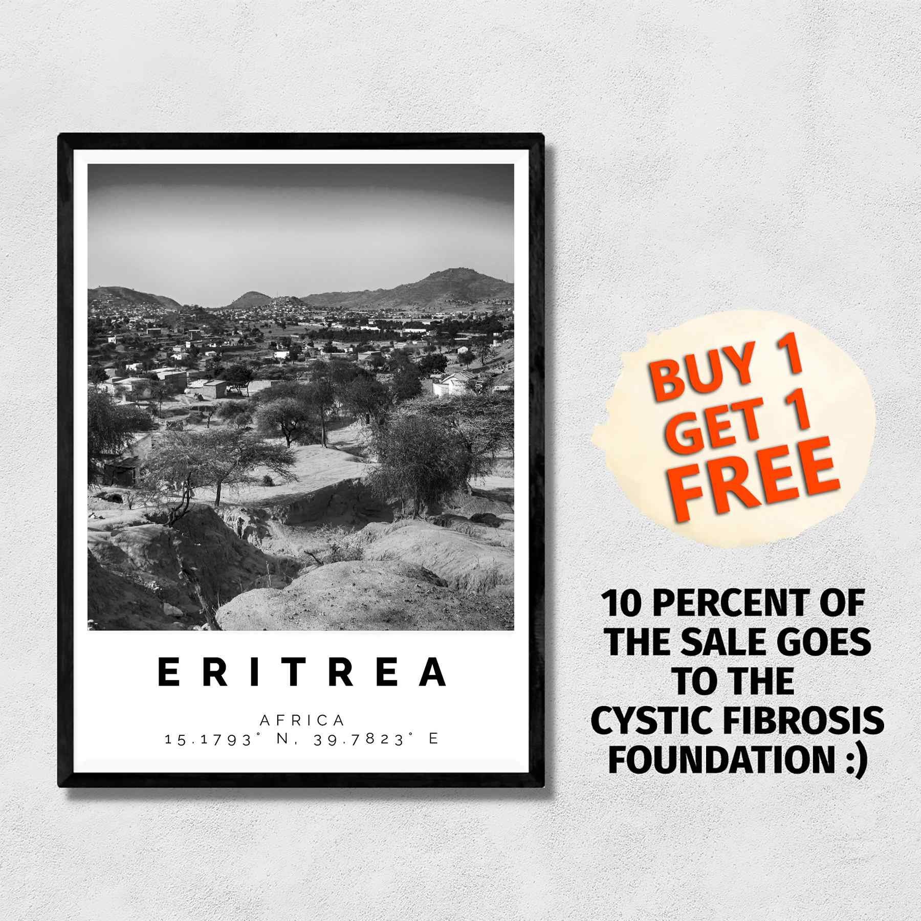 Eritrea Poster Black and White Print Eritrea Wall Art - Etsy