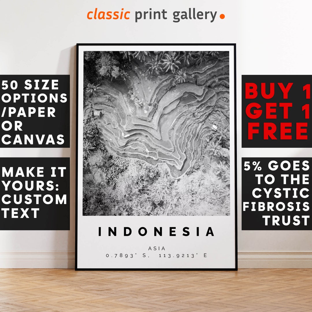 Indonesia Poster, Indonesia Print, Indonesia Black and White ...