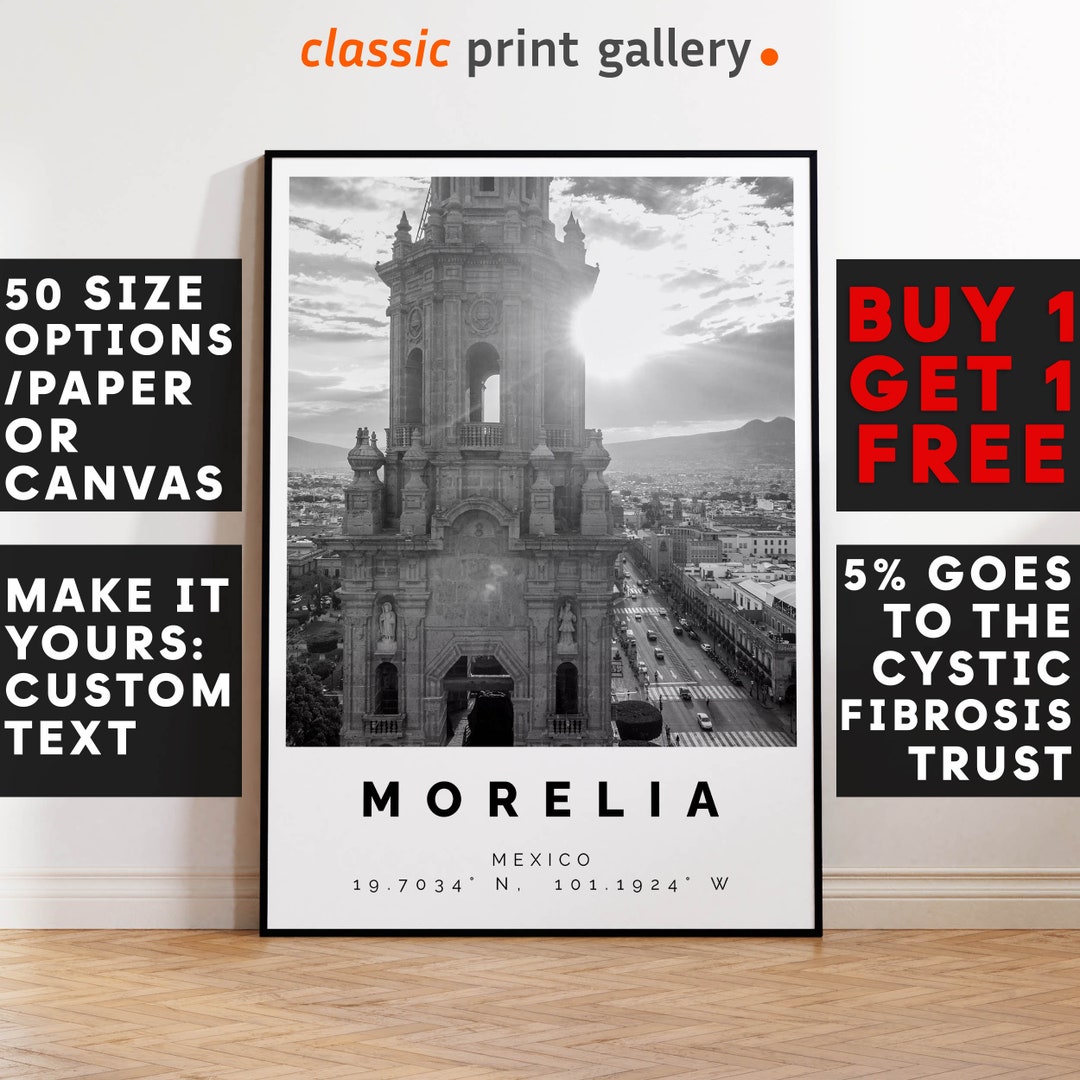 Morelia Print Black and White Photo, Morelia Wall Art, Morelia Travel ...