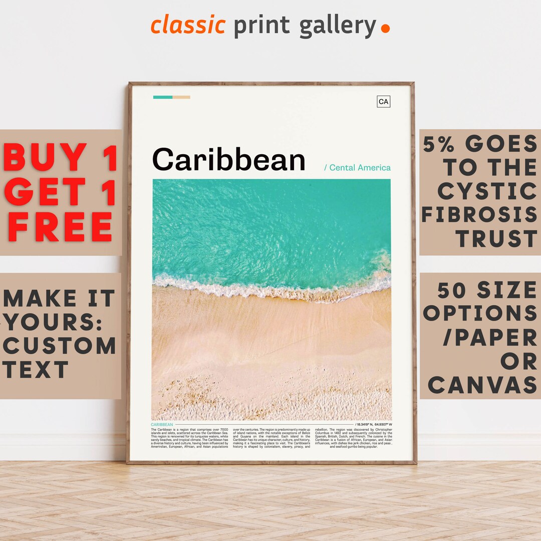 Caribbean Print, Caribbean Wall Art, Caribbean Color Poster With Text ...