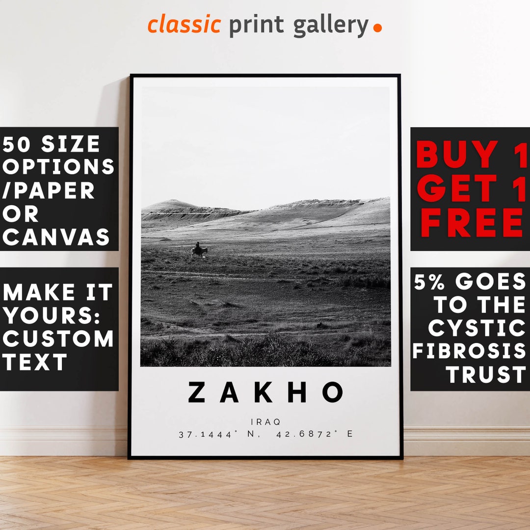 Zakho Poster Black and White Print, Zakho Wall Art, Zakho Travel Poster ...