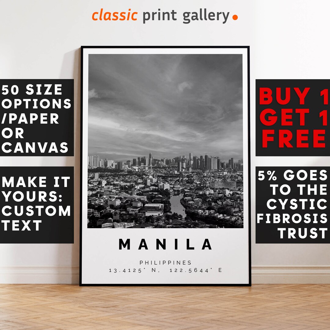 Manila Poster Black and White Print, Manila Wall Art, Manila Travel ...