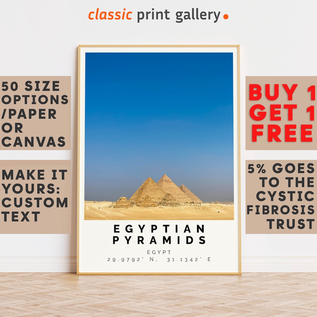 Egyptian Pyramids Poster Colorful Print, Egyptian Pyramids Wall Art ...