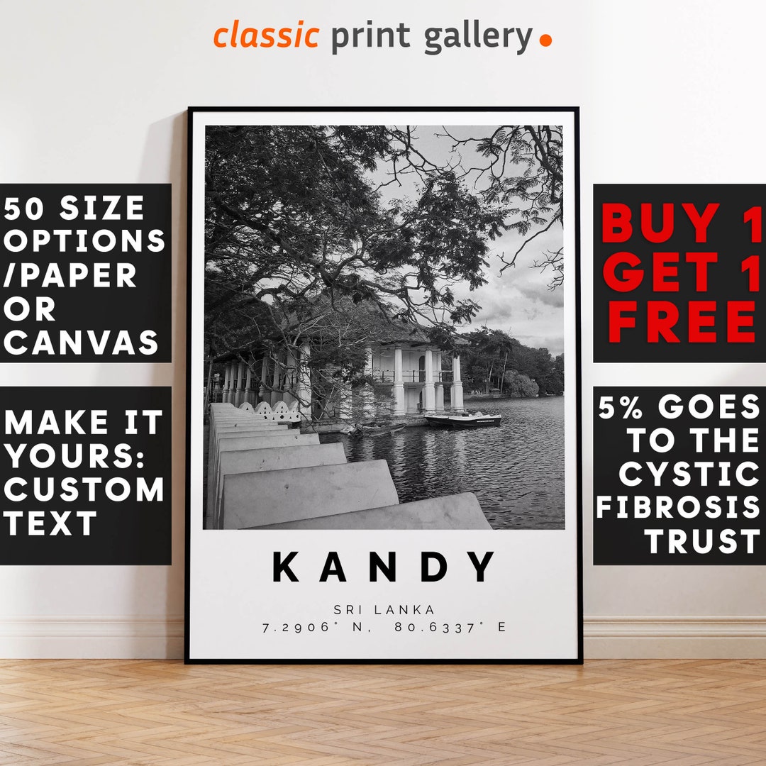 Kandy Poster Black and White Print, Kandy Wall Art, Kandy Travel Photo ...