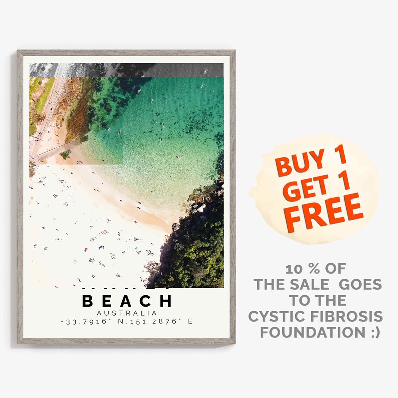 Manly Beach Poster Colorful Print Manly Beach Wall Art Manly - Etsy