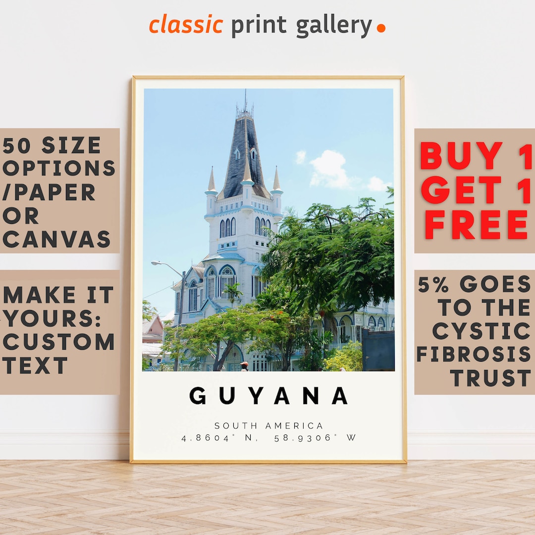 Guyana Poster Colorful Print, Guyana Wall Art, Guyana Photo Decor ...