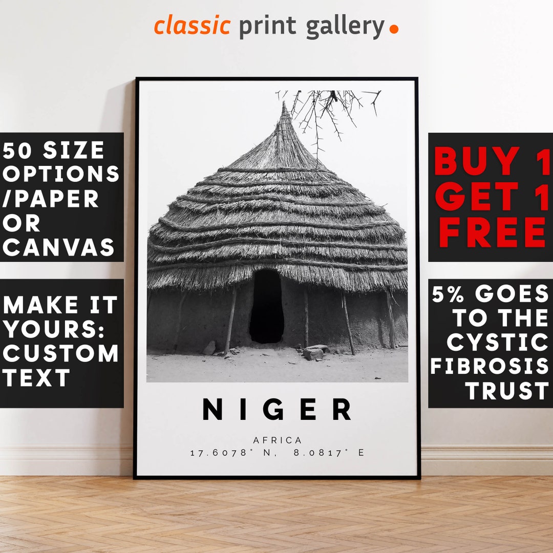 Niger Poster Black and White Print, Niger Wall Art, Niger Photo Print ...