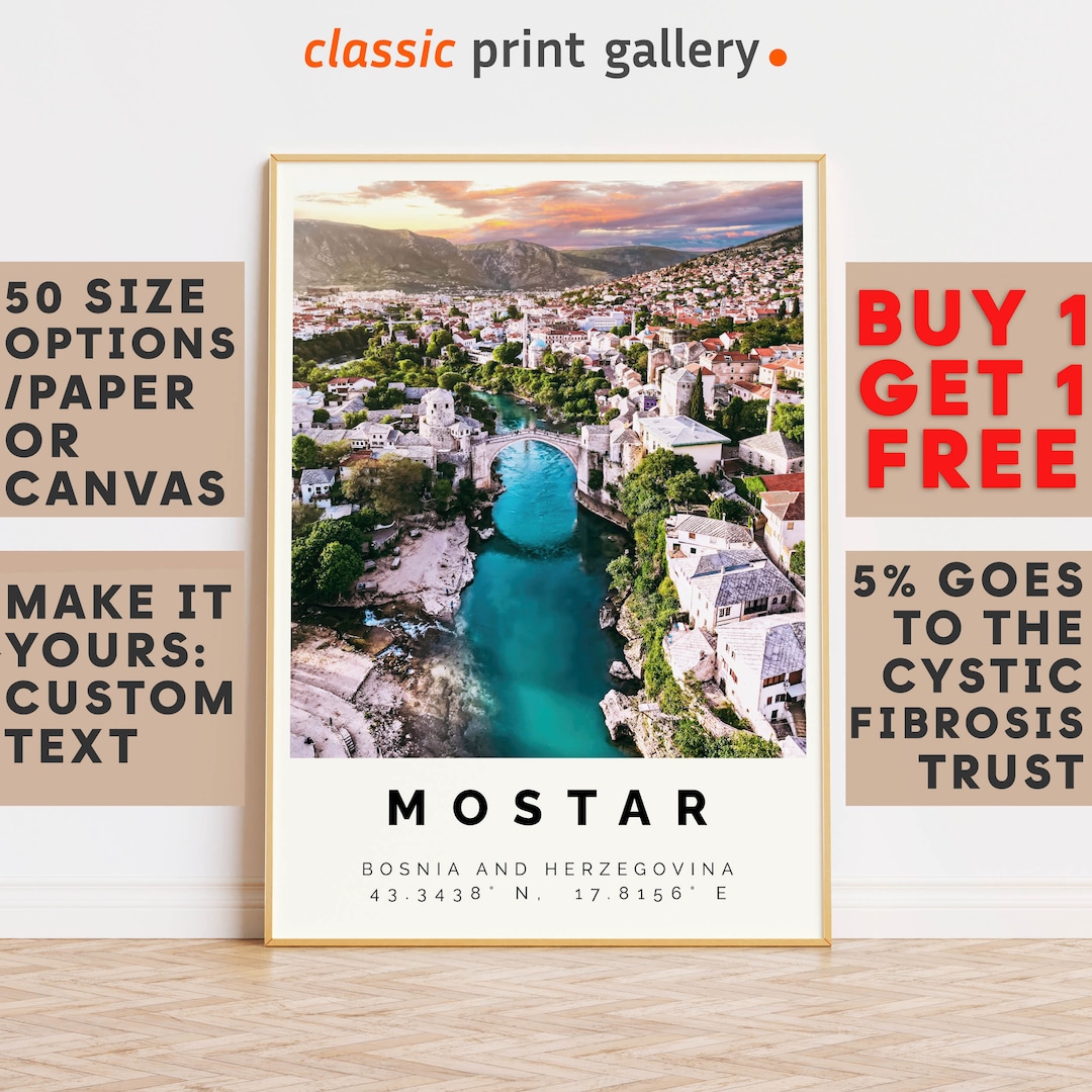Mostar Poster Colorful Print, Mostar Wall Art, Mostar Photo Decor ...