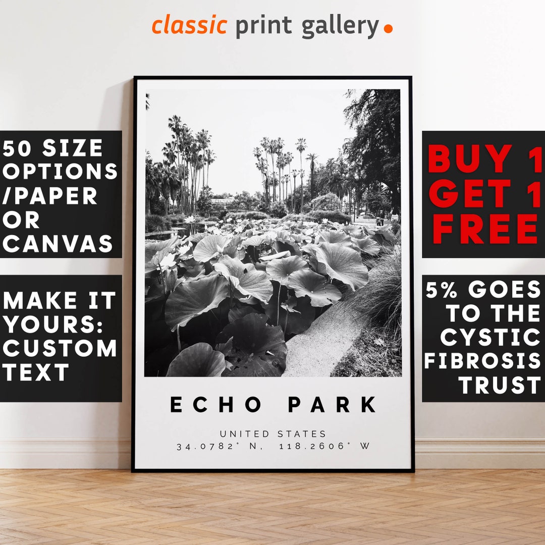 Echo Park Poster Black and White Print, Echo Park Wall Art, Echo Park ...