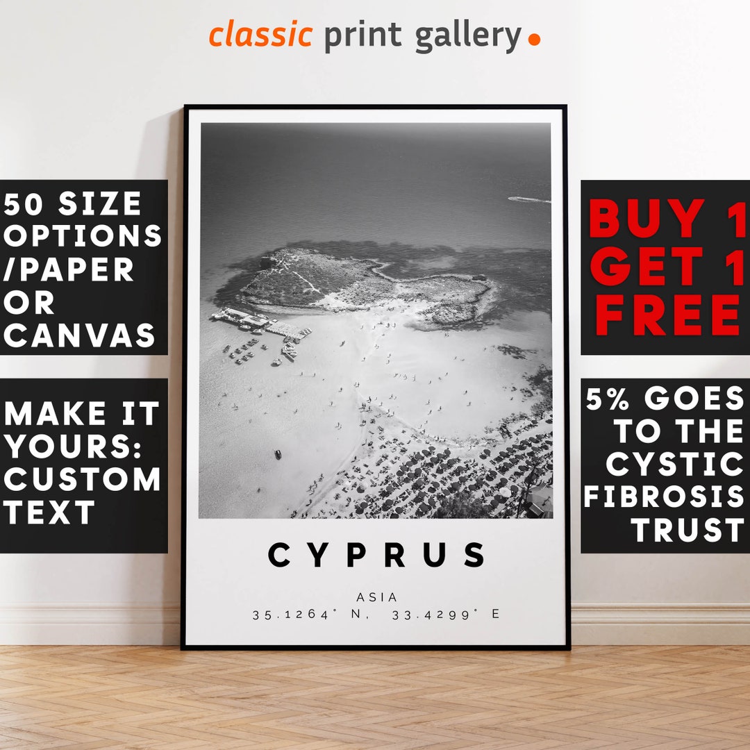 Cyprus Poster Black and White Print, Cyprus Wall Art, Cyprus Travel ...
