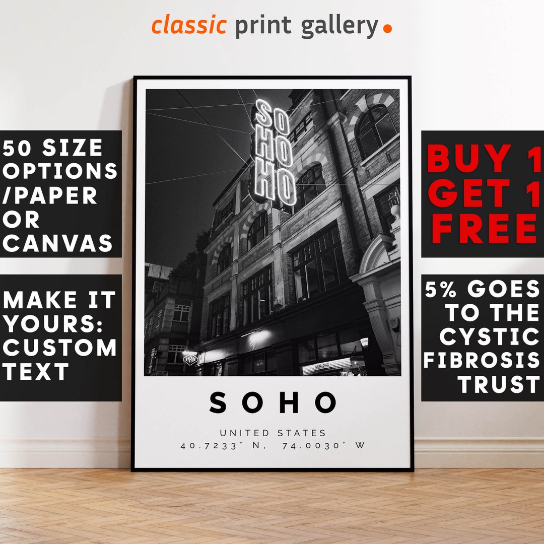 Soho Poster, Soho Print, Soho Decor, Wall Art, England, UK, Anniversary ...