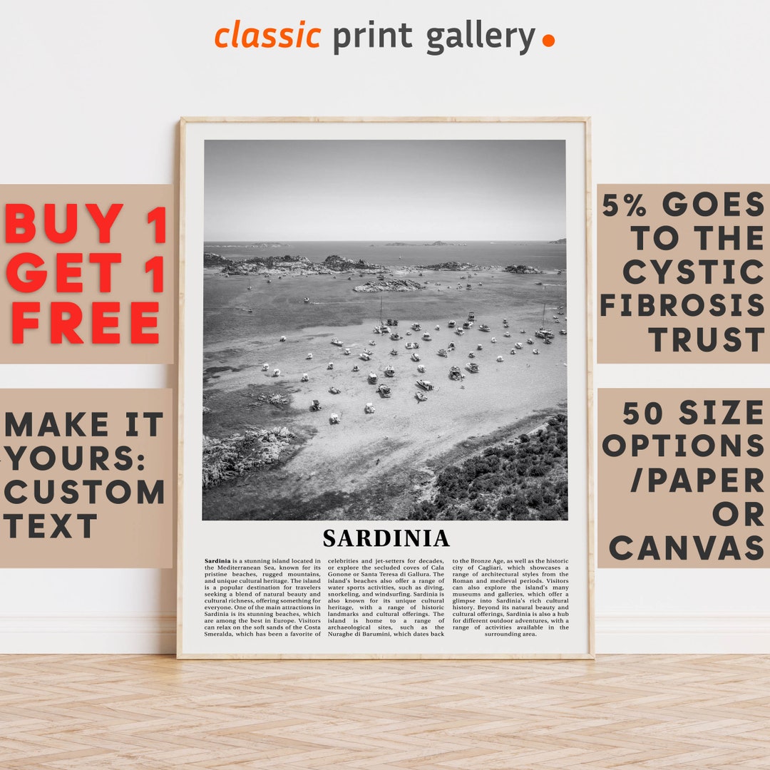 Sardinia Print, Sardinia Wall Art, Sardinia Black and White Poster ...