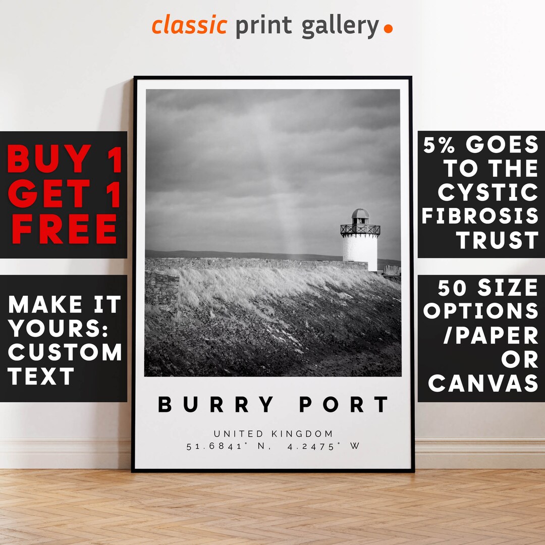 Burry Port Print,burry Port Wall Art,burry Port Black and White Poster ...