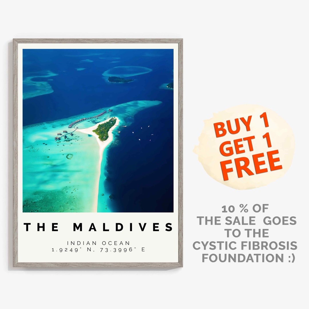 The Maldives Poster Colorful Print the Maldives Wall Art the - Etsy