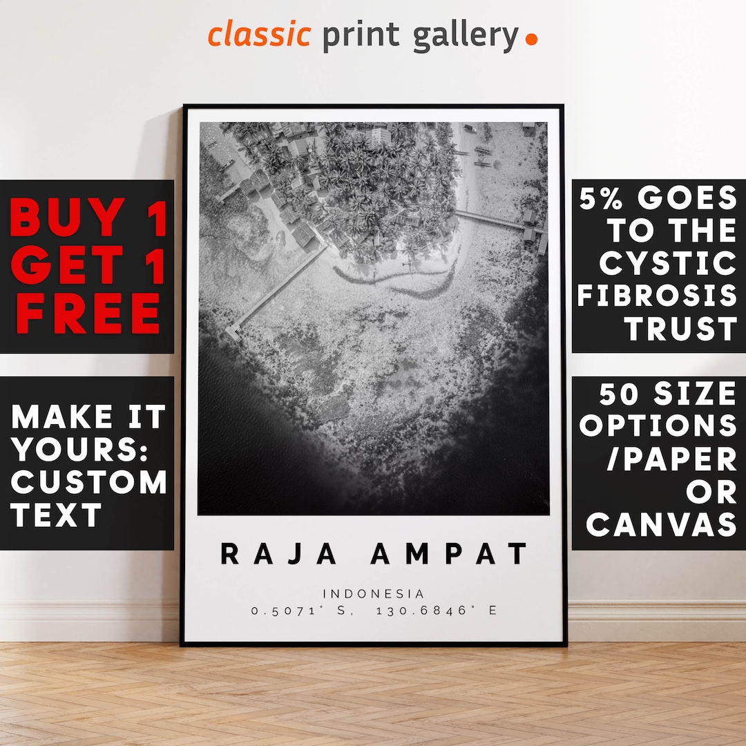 Raja Ampat Print,raja Ampat Wall Art,raja Ampat Black and White Poster ...