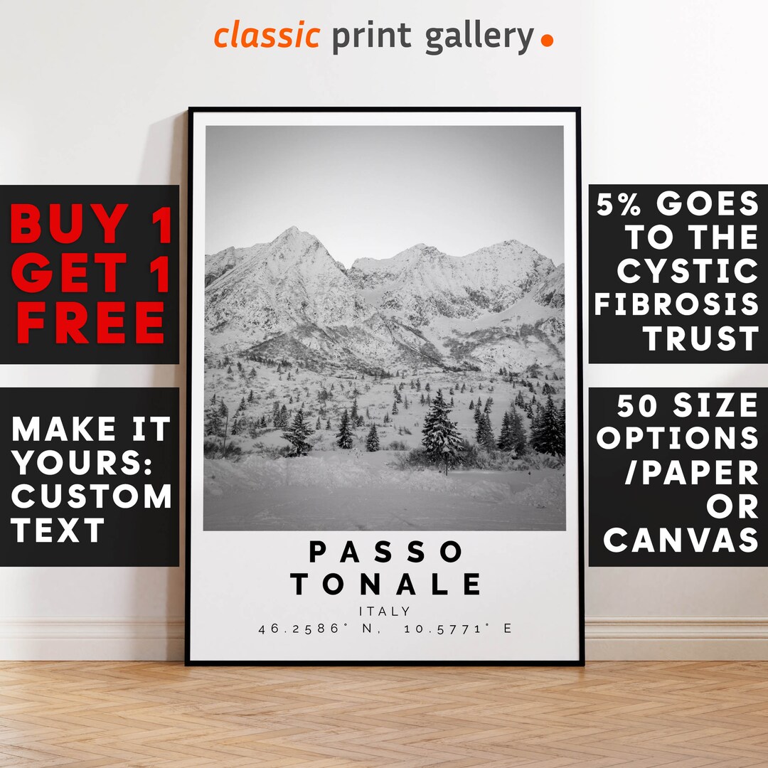 Passo Tonale Print,passo Tonale Wall Art,passo Tonale Black and White ...