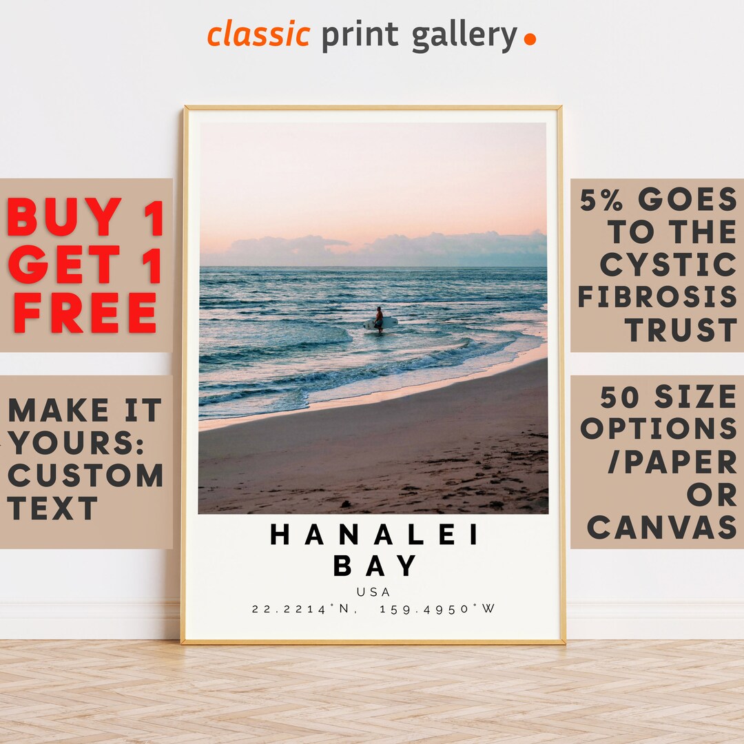 Surfing Poster,hanalei Bay Print,hanalei Bay Wall Art,hanalei Bay ...