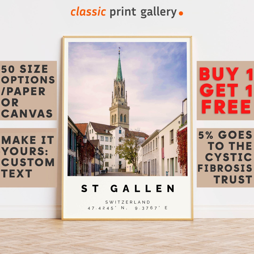 St, Gallen Poster Colorful Print, St, Gallen Wall Art, St, Gallen Photo ...