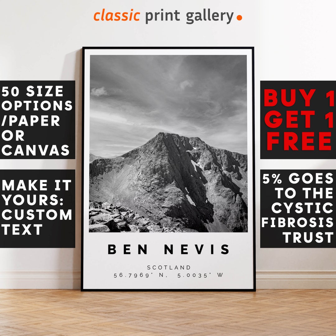 Ben Nevis Poster Black and White Print, Ben Nevis Wall Art, Ben Nevis ...