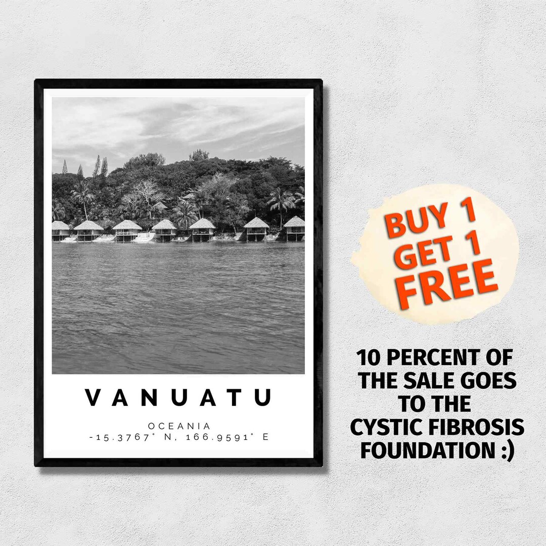 Vanuatu Poster Black and White Print Vanuatu Wall Art - Etsy